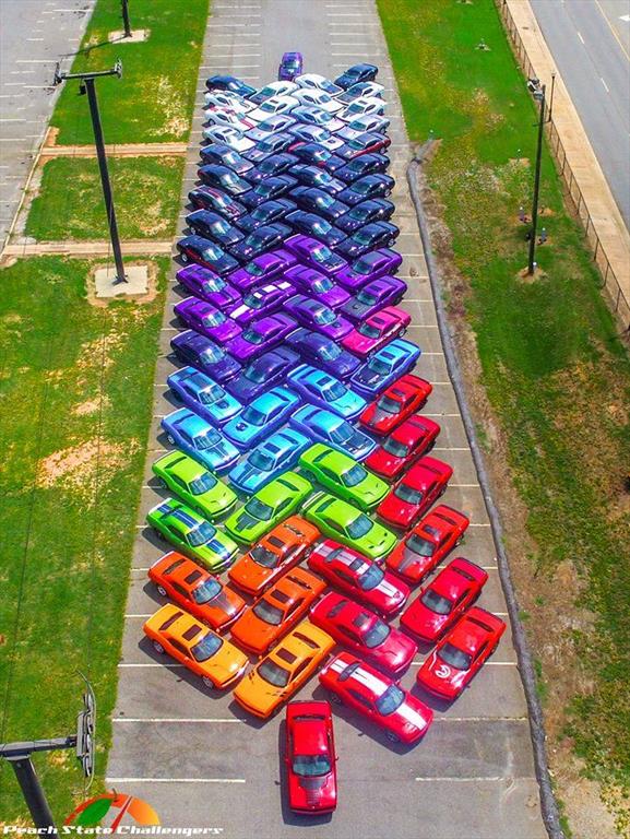 Arcoíris con Dodge Challengers - Autocosmos.com